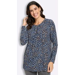 Tunikashirt Inspirationen "Tunikashirt", Damen, Gr. 36, marine, himmelblau, bedruckt, 95% Viskose, 5% Elasthan, bedruckt, gemustert, gepunktet, mehrfarbig, Rundhals, Shirts