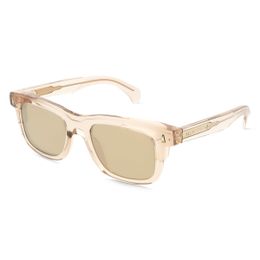 Moncler ME6004 CLARO | Unisex-Sonnenbrille | Fassung: Vollrand, Quadratisch, Acetat, Beige Transparent | Glasfarbe: Grau Spiegel Gold