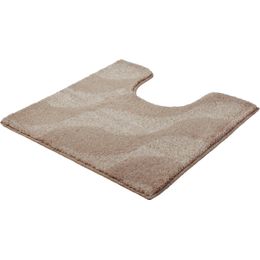 Badematte Kleine Wolke "&raquo;Onda&laquo;, Badvorleger, Badezimmer Teppich", beige (macadamia), H:15mm, Polyacryl, Badematten, Badematte, Badteppich, modernes Ton in Ton Wellendesign, flauschig