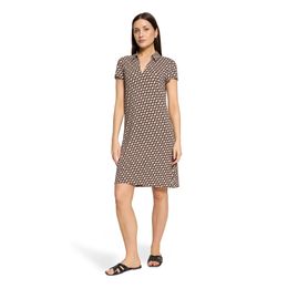 Sommerkleid Betty Barclay "Damen kurzarm", Damen, Gr. 48, Normalgr&ouml;&szlig;en, dunkelblau, braun, Obermaterial: 95% Viskose, 5% Elasthan, tailliert kurz, V-Ausschnitt, Kleider Sommerkleid