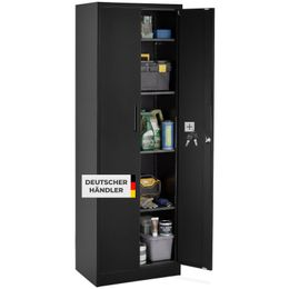 TecTake&reg; Aktenschrank, 60 x 40 x 180,5 cm, 4 verstellbare Zwischenb&ouml;den, pulverbeschichteter Stahl, Kippschutz, h&ouml;henverstellbare F&uuml;&szlig;e