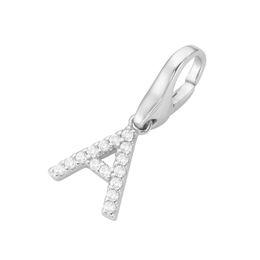Charm Buchstabe "Buchstabe A, Zirkonia Steine, Silber 925", wei&szlig;, Giorgio Martello MILANO, Charms, Damen, Silber 925 (Sterlingsilber)