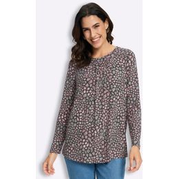 Tunikashirt Inspirationen "Tunikashirt", Damen, Gr. 36, graphit, altrosa, bedruckt, 95% Viskose, 5% Elasthan, bedruckt, gemustert, gepunktet, mehrfarbig, Rundhals, Shirts