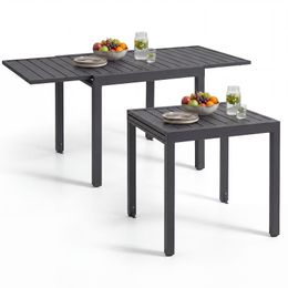 TecTake&reg; Aluminium-Gartentisch, f&uuml;r 4&ndash;6 Personen, ausziehbar, Lamellenoberfl&auml;che, 80&ndash;160 x 80 x 75 cm