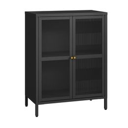 [en.casa] Vitrine, Schwarz, Metall, Glas, Rechteckig, 64x84x35 cm, Wohnzimmer, Wohnzimmer-Sets & Serien, Vitrinenschr&auml;nke