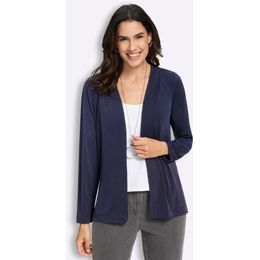 Shirtjacke Lady "Shirtjacke", Damen, Gr. 42, marine, 95% Polyester, 5% Elasthan, unifarben, V-Ausschnitt, Shirts Shirtjacke