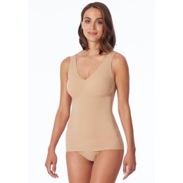 Unterhemd Schiesser "Invisible Soft", Damen, Gr. 36, N-Gr, beige (411, maple), Obermaterial: 75% Polyamid, 25% Elasthan, unifarben, k&ouml;rpernah, V-Ausschnitt, Unterhemden Unterhemd, mit herausnehmbaren Pads