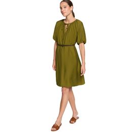 Druckkleid Zero "Damen mit G&uuml;rtel", Damen, Gr. 34, Normalgr&ouml;&szlig;en, fir gr&uuml;n, Obermaterial: 85% Viskose, 15% Polyamid, loose fit kurz, Rundhals, Kleider Druckkleid, Material