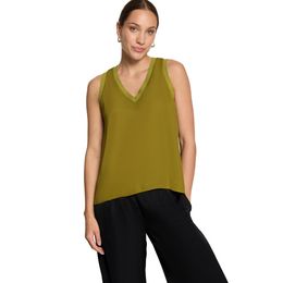 Blusentop Zero "Damen mit V-Ausschnitt", Damen, Gr. 40, fir gr&uuml;n, Satin, Obermaterial: 100% Polyester, Basic, gerade normal, V-Ausschnitt, Blusen Blusentop