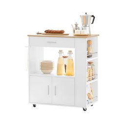 sobuy K&uuml;chenwagen, Wei&szlig;, Holzwerkstoff, 82x88x46 cm, Esszimmer, Servierwagen