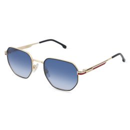 Carrera 380/S | Herren-Sonnenbrille | Fassung: Vollrand, Geometrisch, Edelstahl, Gold Gestreift | Glasfarbe: Blau