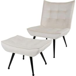Happy Home HappyHome Loungesessel Lounge-Sessel mit Fu&szlig;hocker & verstellbaren F&uuml;&szlig;en HSP138-BEI