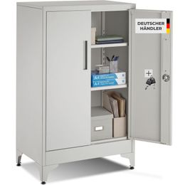TecTake&reg; Aktenschrank, 60 x 40 x 100 cm, 2 verstellbare Zwischenb&ouml;den, pulverbeschichteter Stahl, Kippschutz, h&ouml;henverstellbare F&uuml;&szlig;e