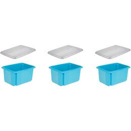 Organizer keeeper "emil", blau, B:28,5cm H:20,5cm T:38cm, Polypropylen, Aufbewahrungsboxen, Aufbewahrungsbox, 15 L, mit Deckel, hochwertiger Kunststoff