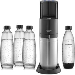 Wassersprudler SodaStream "E-DUO Bundle", schwarz, B:20cm H:44cm T:36cm, Kunststoff, Wassersprudler, inkl. 1 CO2-Zylinder, 3x 1L Glasflasche & 1x 1L KSTF-Flasche