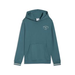 Hoodie Puma "Puma Class Graphic Hoodie Jungen", Jungen, Gr. 140, emerald ice gr&uuml;n, Obermaterial: 32% Polyester, 68% Baumwolle. Kapuzenfutter: 100% Baumwolle. Rippe: 97% Baumwolle, 3% Elasthan, normal, Sweatshirts Hoodie