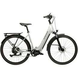 E-Bike KROSS "E-Trekkingrad Trans 5.0 28" silber 9 G&auml;nge -Shimano Mittelmotor" Gr. 56, silber (silber, schwarz), Elektrofahrr&auml;der, 56cm, 28 Zoll (71,12cm), SHIMANO 36 V/250 W, Mittelmotor E5000