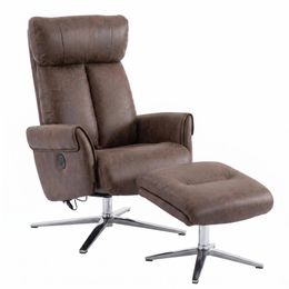 Happy Home Relaxsessel Elektrischer Relaxsessel mit Hocker &ndash; USB, 360&deg; drehbar, Kunstleder HWP51-BRN