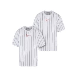 T-Shirt Karl Kani "Karl Kani Herren", Jungen, Gr. M, wei&szlig;, 100% Baumwolle, gestreift, oversize, Rundhals, Shirts T-Shirt
