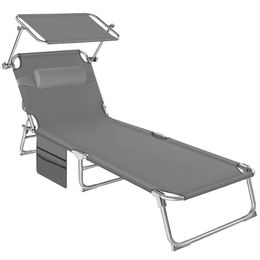 TecTake Sonnenliege, Grau, Kunststoff, 68x111x161 cm, Gartenm&ouml;bel, Gartenliegen