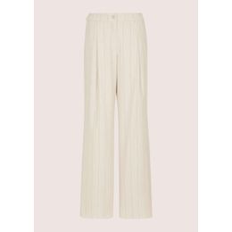 Madeleine Mode Bundfaltenhose MADELEINE "Bundfaltenhose Stoffhose mit Nadelstreifen", Damen, Gr. 21, N + K Gr, beige (perlwei&szlig;, beige, melange), Obermaterial: 73% Polyester PES. 24% Viskose CV. 3% Elasthan EL., Modern, weit, Hosen, Weite Nadelstreifenhose mit Bundfalte