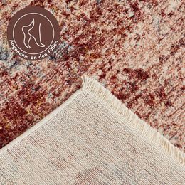 Teppich LUXOR living "Rocco", rot, blau, B:160cm H:11mm L:240cm, Polyester, Teppiche, Teppich, Vintage-Look, verschiedene Designs, mit Fransen, Wohnzimmer