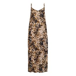 Midikleid Kaffe "Kleid KAthora", Damen, Gr. 44, N-Gr, beige (leopard print), Obermaterial: 100% Viskose LENZING ECOVERO CV LenzEcov., Kleider Midikleid