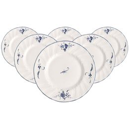 Villeroy & Boch Brotteller VILLEROY & BOCH "Brotteller Vieux Luxembourg &oslash; 15,5 cm 6er Set wei&szlig;-blau", bunt (wei&szlig;, blau), Speiseteller