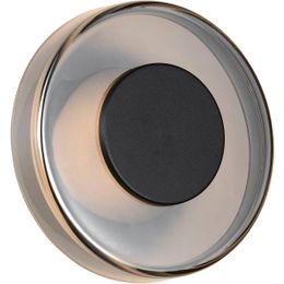 Trio LEUCHTEN LED Wandleuchte "CELESTE, LED Wandlampe aus Metall Glas und Holz &Oslash; 22cm, 10W 1100 Lumen", schwarz (schwarz matt), 1, &Oslash; 22cm, 1 Stk., Leuchten, 3-Stufen dimmbar &uuml;ber Wandschalter, elegante moderne Wandlampe Flur, LED Wandleuchte