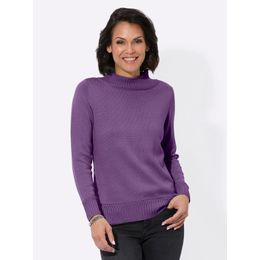 Stehkragenpullover Casual Looks "Stehkragen-Pullover", Damen, Gr. 40, lila, 50% Baumwolle, 50% Polyacryl, unifarben, Pullover Stehkragenpullover