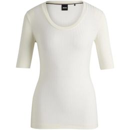 BOSS - "Effilie" T-Shirt f&uuml;r Damen, gerippt (Wei&szlig;)
