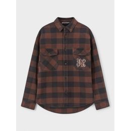 Palm Angels Karo-Muster Overshirt 'Braun/Off-White'