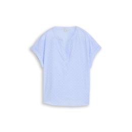 Tom Tailor Damen Loose Fit Bluse mit Stickerei, blau, Gestreift, Gr. 34