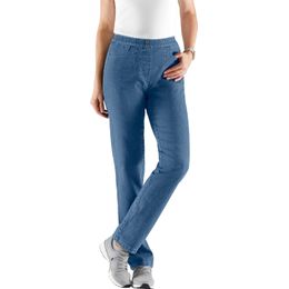 CR&Eacute;ATION L Damen Schlupfjeans mit imitierter Rei&szlig;verschluss-Blende blue-bleached Gr&ouml;&szlig;e 56
