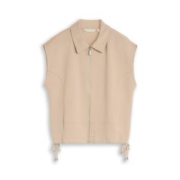 Tom Tailor Damen Loose Fit Sweatweste mit Kragen, braun, Uni, Gr. XXL