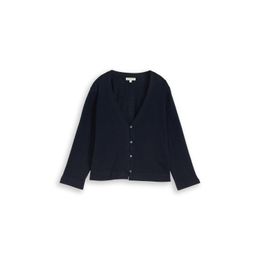 Tom Tailor Damen Cardigan aus Baumwolle, blau, Uni, Gr. XS