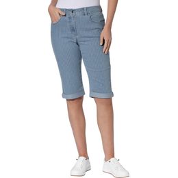 Damen Jeansbermudas mit L&auml;ngsstreifen-Muster, Stretch blue-bleached, Gr&ouml;&szlig;e 38