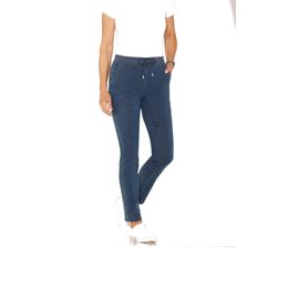 Damen Schlupfjeans mit &Ouml;sen und Zierband blue-stone-washed, Gr&ouml;&szlig;e 24