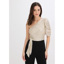 bonprix Overall mit Pailletten, schwarz, Gr.48/50 (XL), Eleganter Overall mit Glitzeroberteil