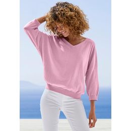 Vivance Fledermauspullover pink Gr. 36/38 f&uuml;r Damen. Mit V-Ausschnitt. Figurumspielend