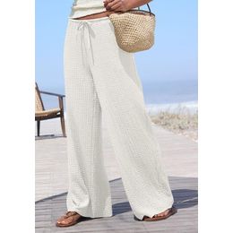 Lascana Schlupfhose 'b&uuml;gelfrei mit weitem Bein' beige Gr. 42 f&uuml;r Damen. Figurumspielend