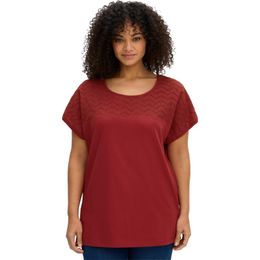 sheego Damen T-Shirt mit Lochspitze kirsche Gr&ouml;&szlig;e 48/50