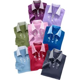 CR&Eacute;ATION L Damen Poloshirt mit Paspelierung im Karo-Dessin lavendel Gr&ouml;&szlig;e 38