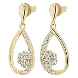Adelia&acute;s Paar Ohrh&auml;nger ADELIA&acute;S "Ohrringe &ndash; Ohrh&auml;nger aus 925 Silber mit Zirkonia", Damen, Gr. Damen, Silber 925 (Sterlingsilber), gold, Ohrringe, Zum Verschenken &ndash; ideal zum Jubil&auml;um