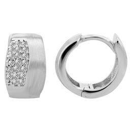 Adelia&acute;s Klappcreolen ADELIA&acute;S "Ohrringe &ndash; Klappcreole aus 925 Silber mit Zirkonia", Damen, Gr. Damen, Silber 925 (Sterlingsilber), silber, Ohrringe Klappcreolen, Ideal zum Verschenken &ndash; schlicht und stilvoll