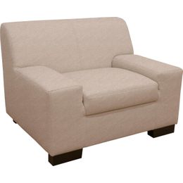 Sessel DOMO collection "Norma kubisch und zeitlos, komfortabel, flache Armlehnen", beige (natur), B:110cm H:74cm T:85cm, NaturLEDER in Sitz und R&uuml;cken. Korpus in passendem Kunstleder SOFTLUX bezogen;Struktur (90%Polyester, 10% Acryl);Mosel Struktur (100% Polyester);Kunstleder SOFTLUX;Microfaser PRIMABELLE (100% Polyester), Sessel, Sessel