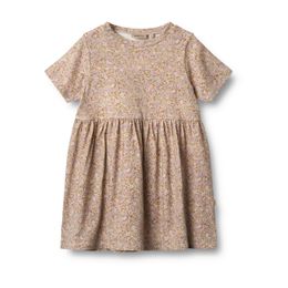 Shirtkleid Wheat "Wheat Jerseykleid S/S Anna", M&auml;dchen, Gr. 128, Normalgr&ouml;&szlig;en, lila flower meadow, 92% Baumwolle (Bio), 8% Elasthan, normal, Rundhals, Kleider Shirtkleid