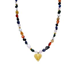 Luxenter Halskette mit mehrfarbigem Naturstein 18k goldfarben - Ilisen
