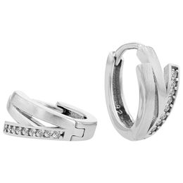 Adelia&acute;s Klappcreolen ADELIA&acute;S "Ohrringe &ndash; Klappcreole aus 925 Silber mit Zirkonia", Damen, Gr. Damen, Silber 925 (Sterlingsilber), silber, Ohrringe Klappcreolen, Zum Verschenken an Menschen, die Ihnen am Herzen liegen