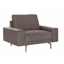 Sessel "CR.450, Designsessel, Loungesessel", beige (beigegrau 534, 26), B:120cm H:85cm T:95cm, NaturLEDER OSKAR (echtes Rindsleder);Flachgewebe VICTORIA (41% Polyacryl 38% Polyester 21% Baumwolle), CREATION BY ROLF BENZ, Sessel, Sessel, Armlehne breit niedrig, Alugussf&uuml;&szlig;e in umbragrau, Breite 120 cm
